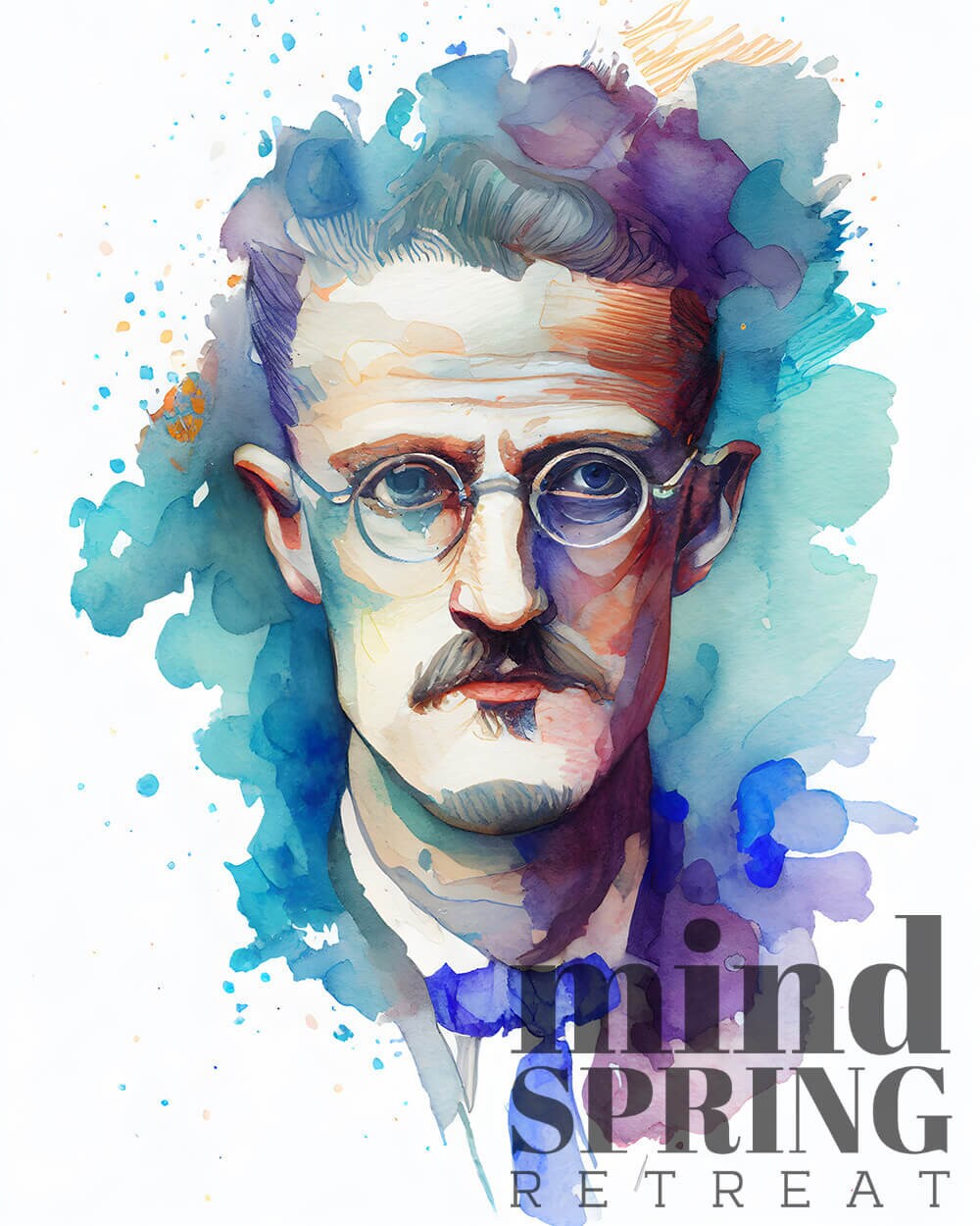 James Joyce Watercolor Art Print Portrait POSTER | Classic Literature ...
