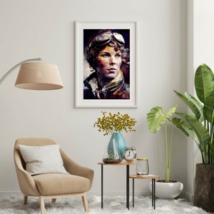 Amelia Earhart Oil Painting Art Print Portrait POSTER 2 Aviation ...
