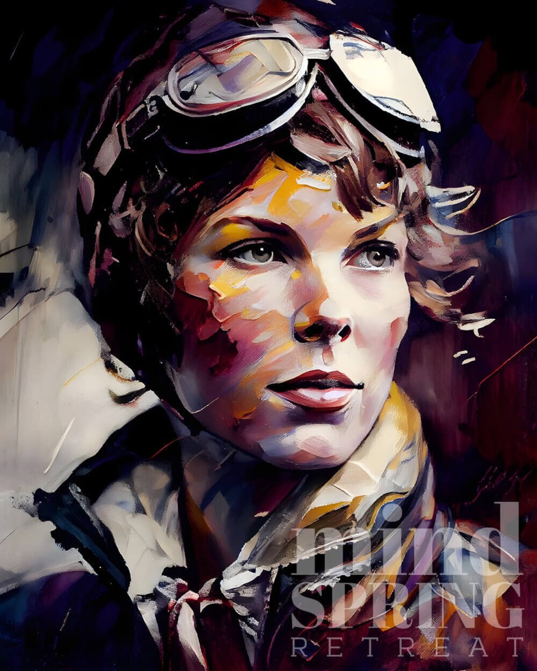 Amelia Earhart Oil Painting Art Print Portrait POSTER 2 - Etsy