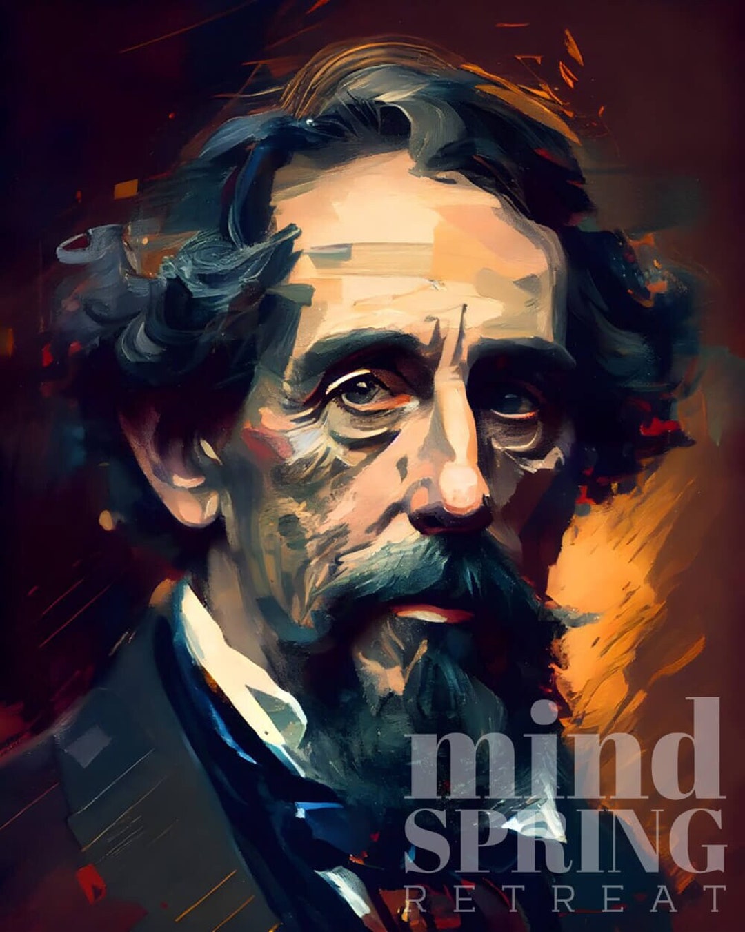 Charles Dickens Oil Painting Art Print Portrait POSTER 1 - Etsy