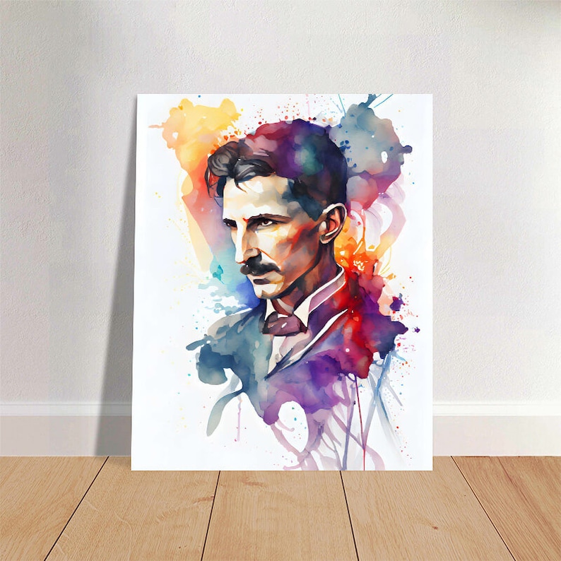 Nikola Tesla Watercolor Art Print Portrait POSTER 3 | Science History ...