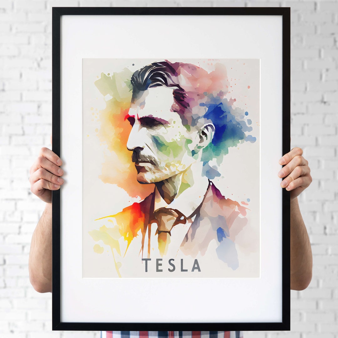 Nikola Tesla Watercolor Art Print Portrait POSTER 2 | Science History ...