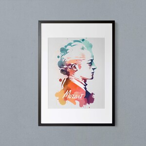 Wolfgang Amadeus Mozart Watercolor Art Print Portrait POSTER ...