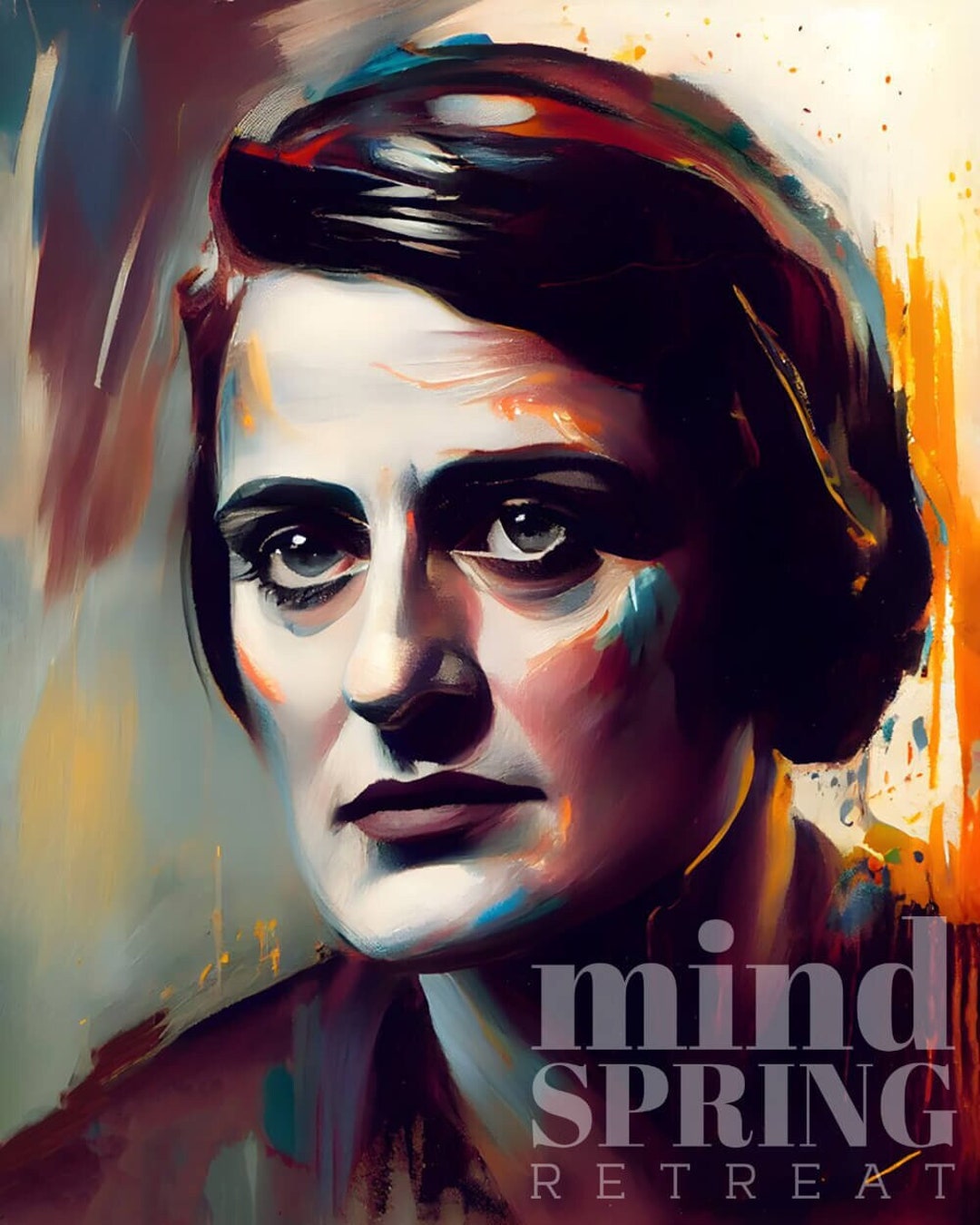 Ayn Rand Oil Painting Art Print Portrait POSTER Philosophy - Etsy