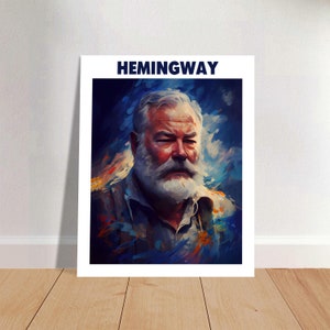 Ernest Hemingway Oil Painting Art Print Portrait POSTER | Classic ...