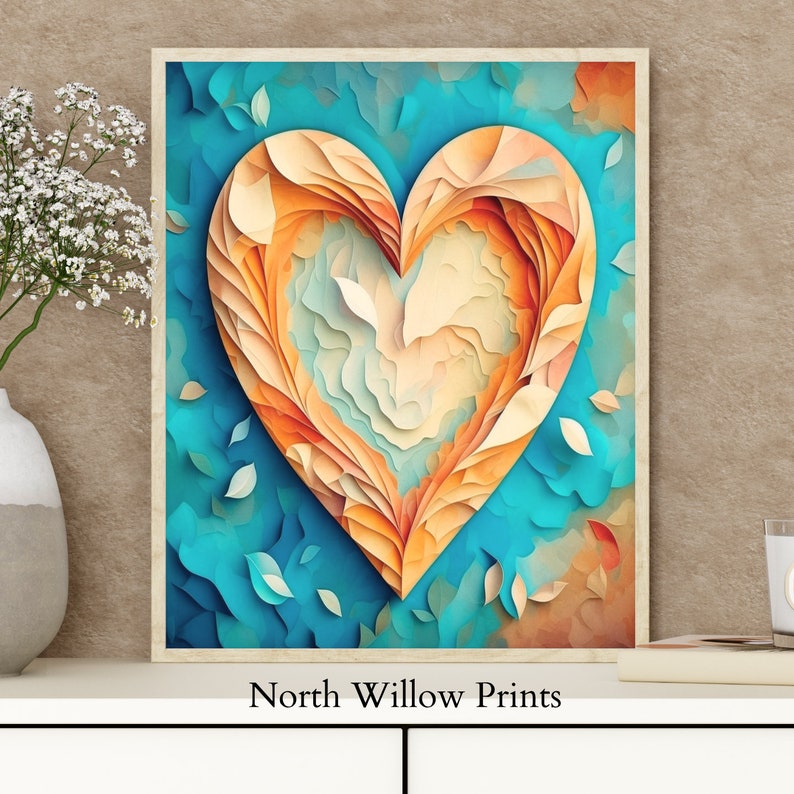 Paper Cut-out Heart, Digital Downloadable Wall Art - Etsy