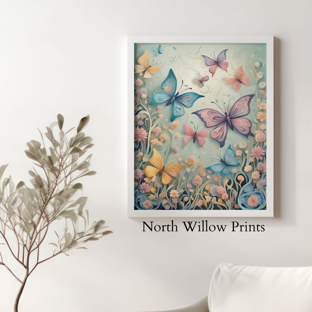 Whimsical Butterflies, Paper-cut Wildflower Garden, Digital Printable ...