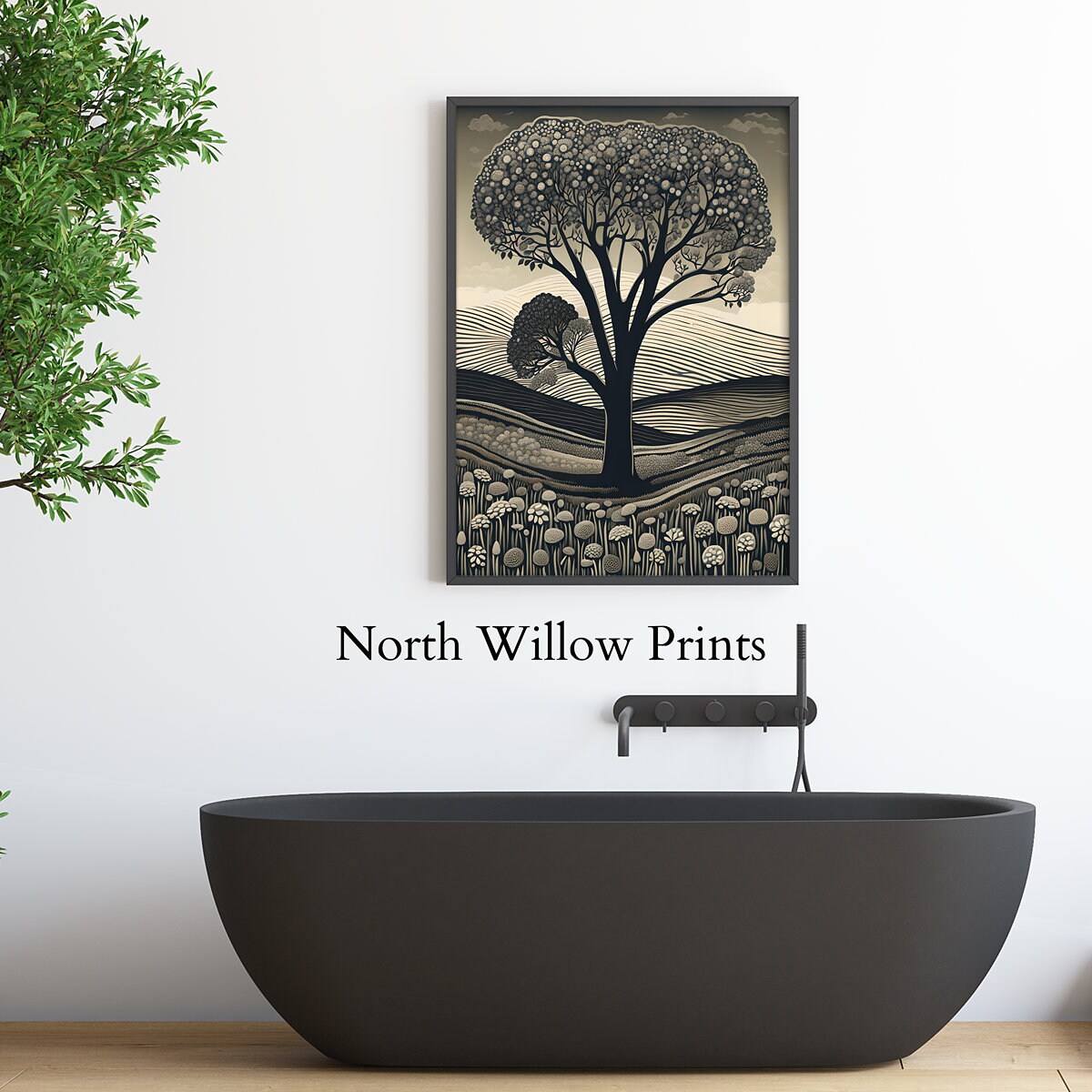 Tall Tree, Wildflower Field, Digital Printable Wall Art - Etsy