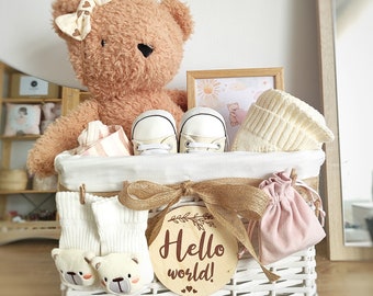 Welcome Baby Basket Newborn Basket Baby Shower Basket Baby Gift Basket ...