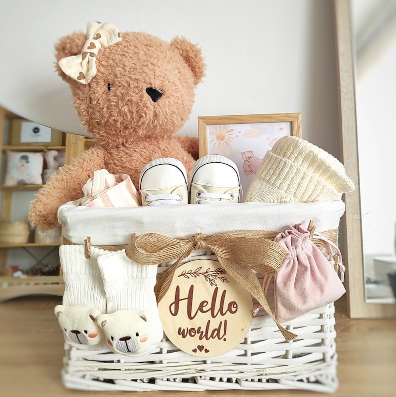 Welcome Baby Basket Newborn Basket Baby Shower Basket Baby Gift Basket ...