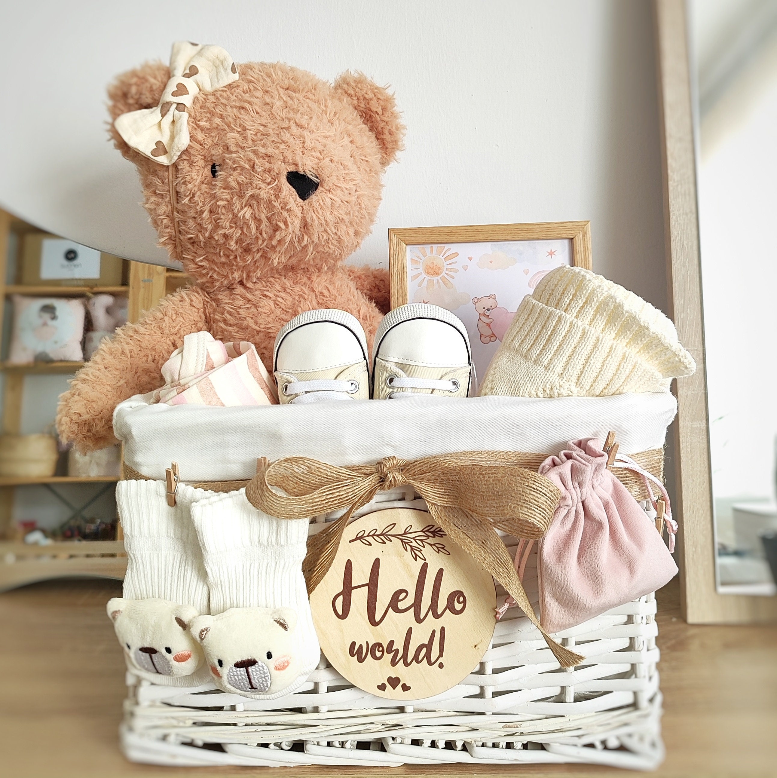 Welcome Baby Basket Newborn Basket Baby Shower Basket Baby Gift Basket ...