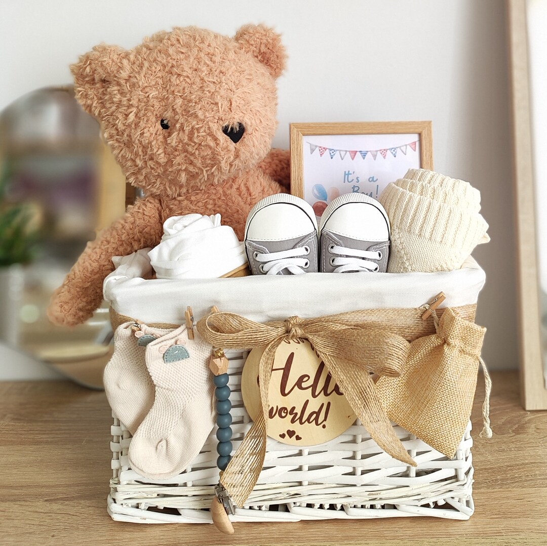 Welcome Baby Basket Newborn Basket Baby Shower Basket Baby Gift Basket ...