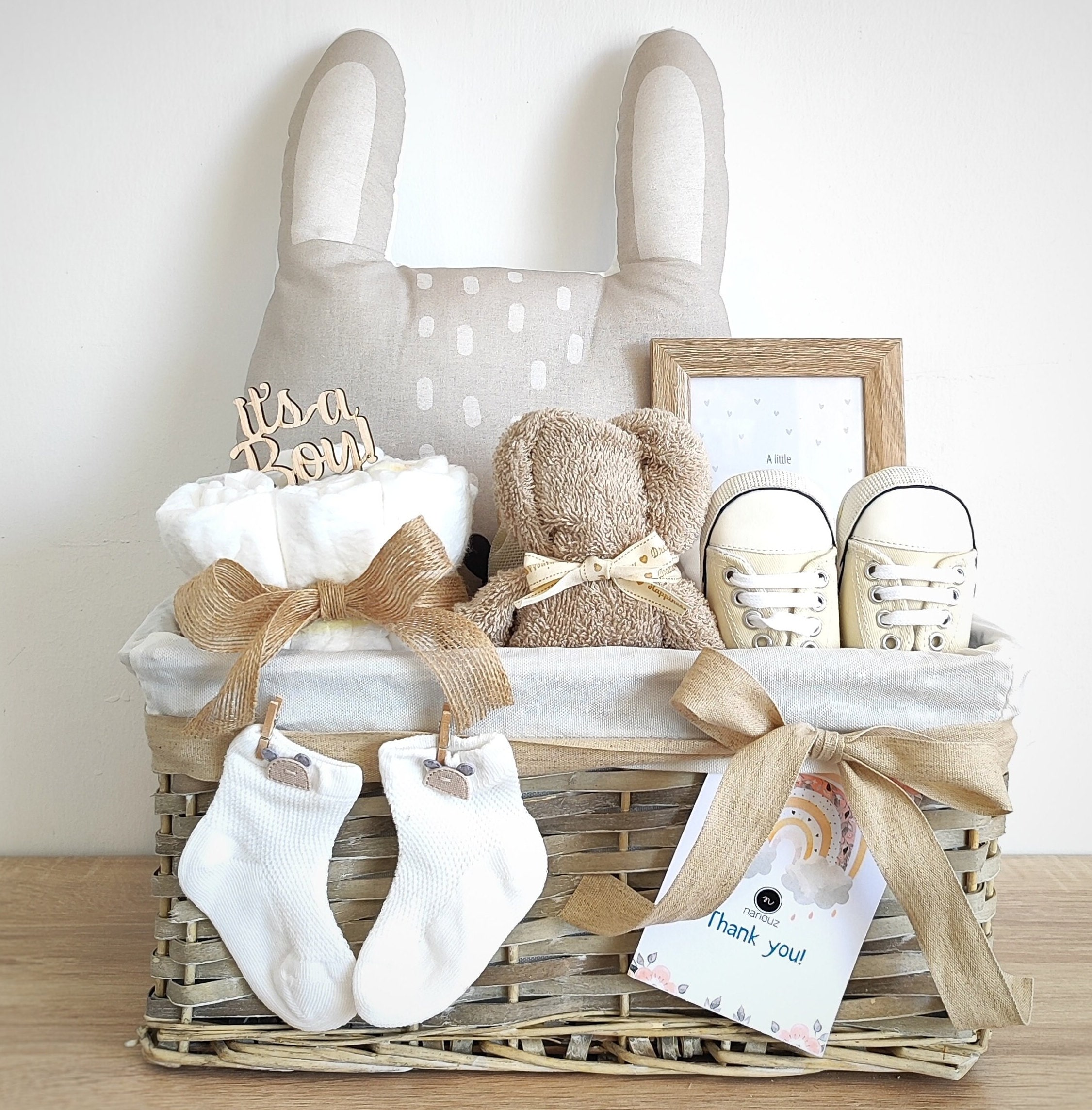 Welcome Baby Basket Newborn Basket Baby Shower Basket Baby Gift Basket ...
