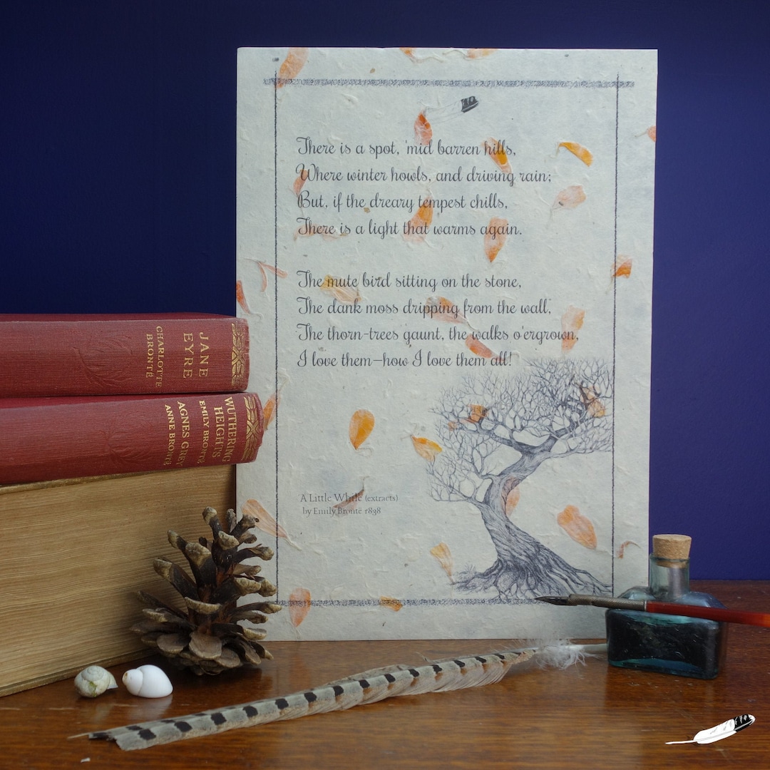 Emily Brontë Poem Print - "a Little While", Handmade Petal Paper ...