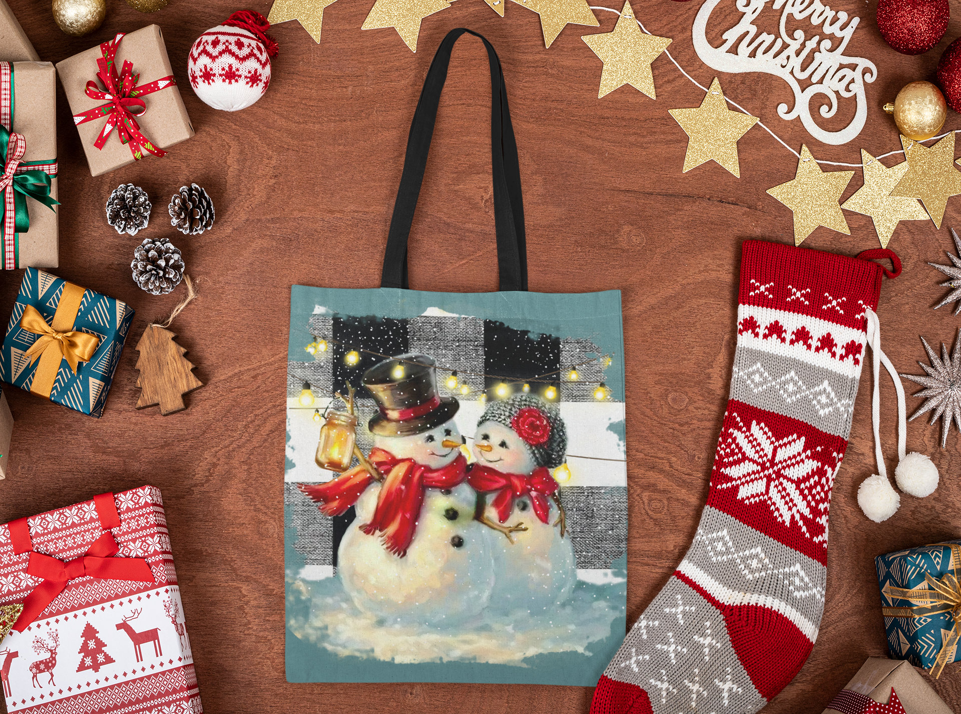 Frosted SNOWMAN AND WIFE Large Tote Bag Handbag - Etsy