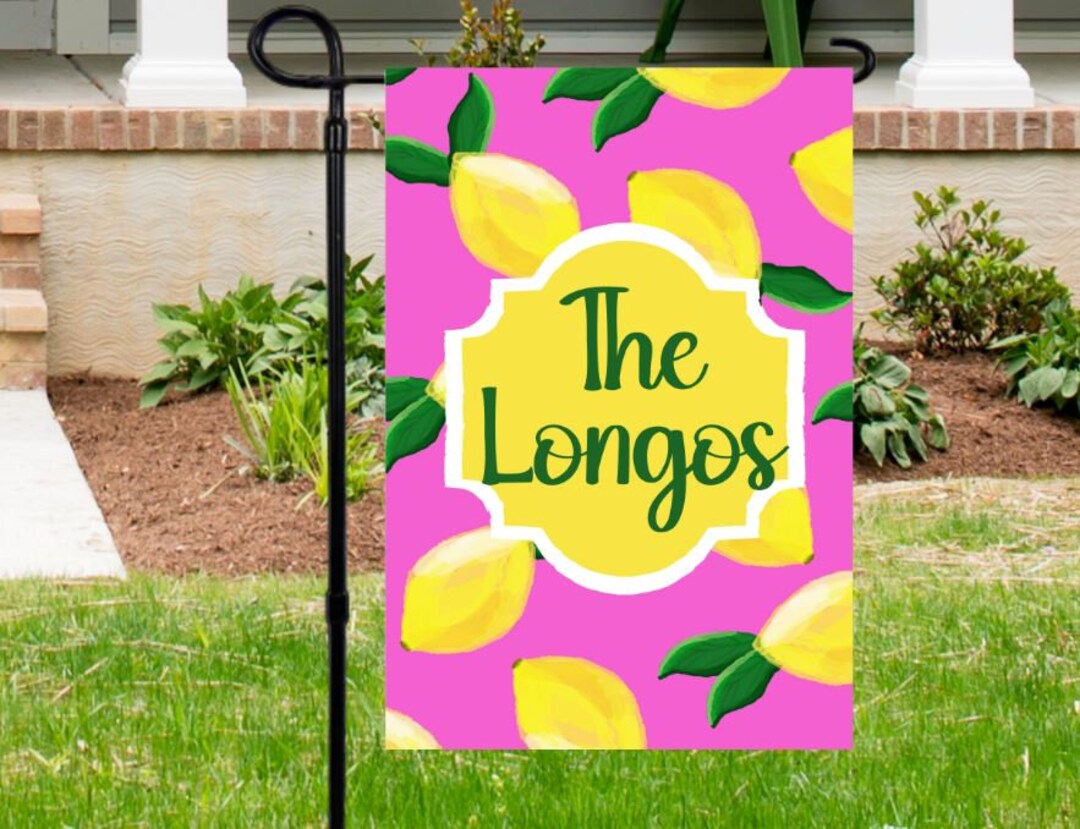 Summer Garden Flag | Lemon Welcome Flag | Lemon Decor | Monogram Garden ...