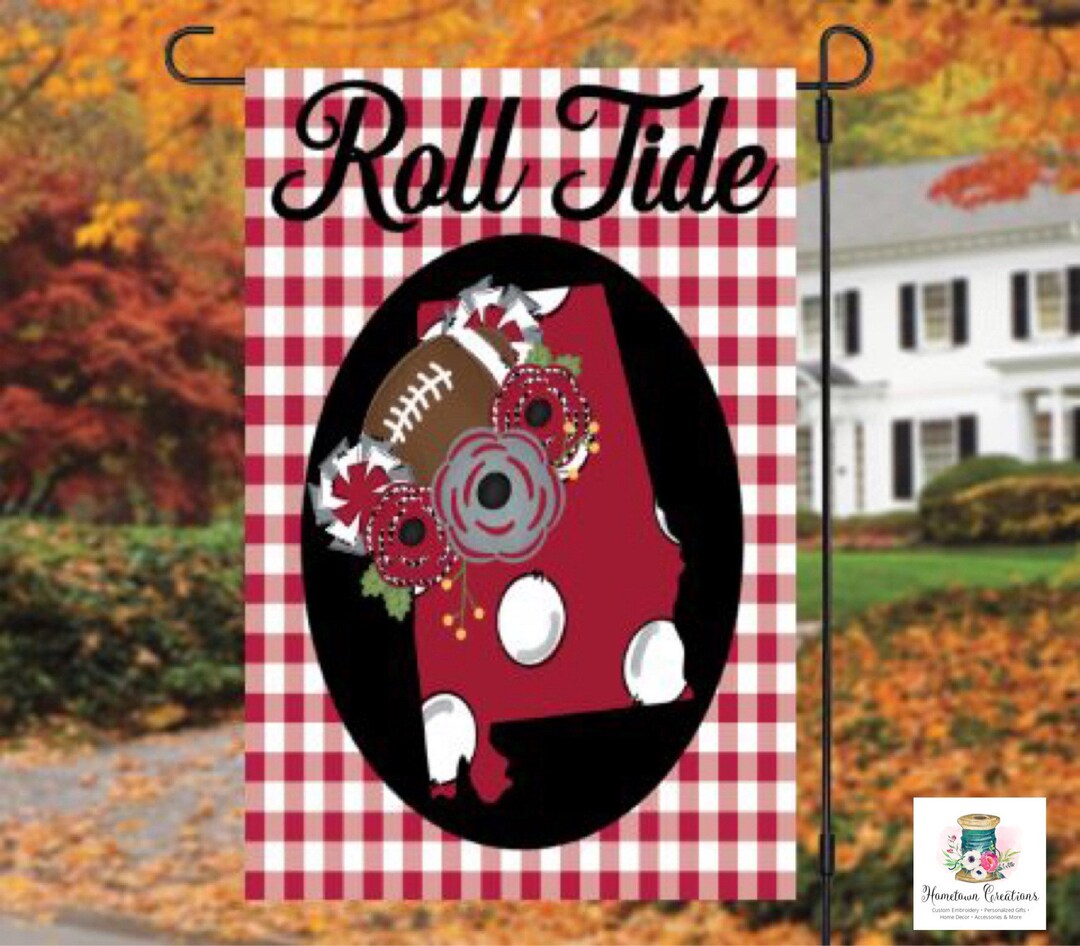 Alabama Garden Flag | Roll Tide Flag | Crimson Tide | Buffalo Plaid ...