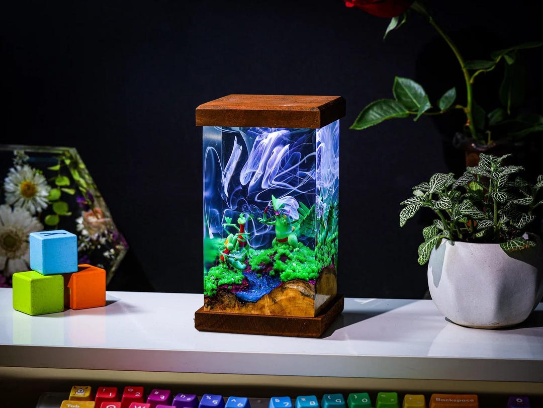 Trek.ko Evolutions Pokemon Epoxy Lamp,po.kemon WORLD Resin Diorama Lamp ...