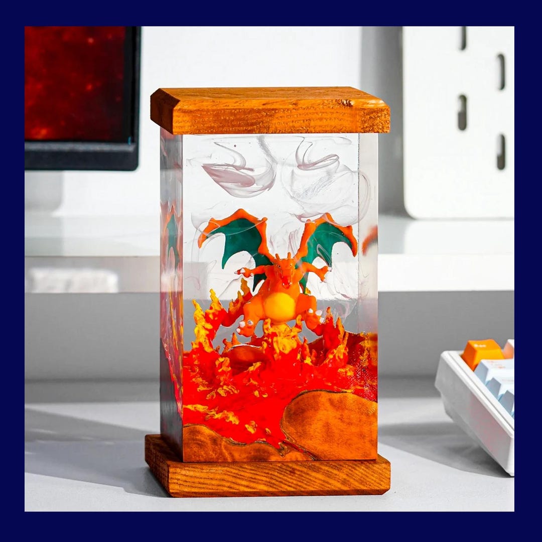 Custom FIRE CHARIZARD Resin Lamp, Custom Diorama for Pokemon Gifts ...