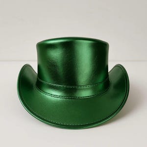 Metallic Blue Leather Top Hat – Handmade Steampunk Gothic Cosplay Hat ...
