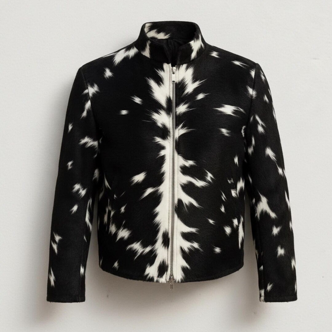 Cowhide Western Blazer, Real Leather Cow Print Jacket, Handmade Rodeo ...