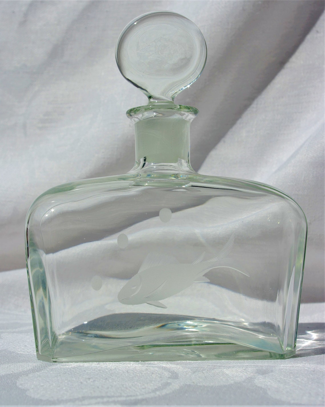 Orrefors Crystal Glass Carafe With Fish Decoration. Vodka/scotch/wine ...