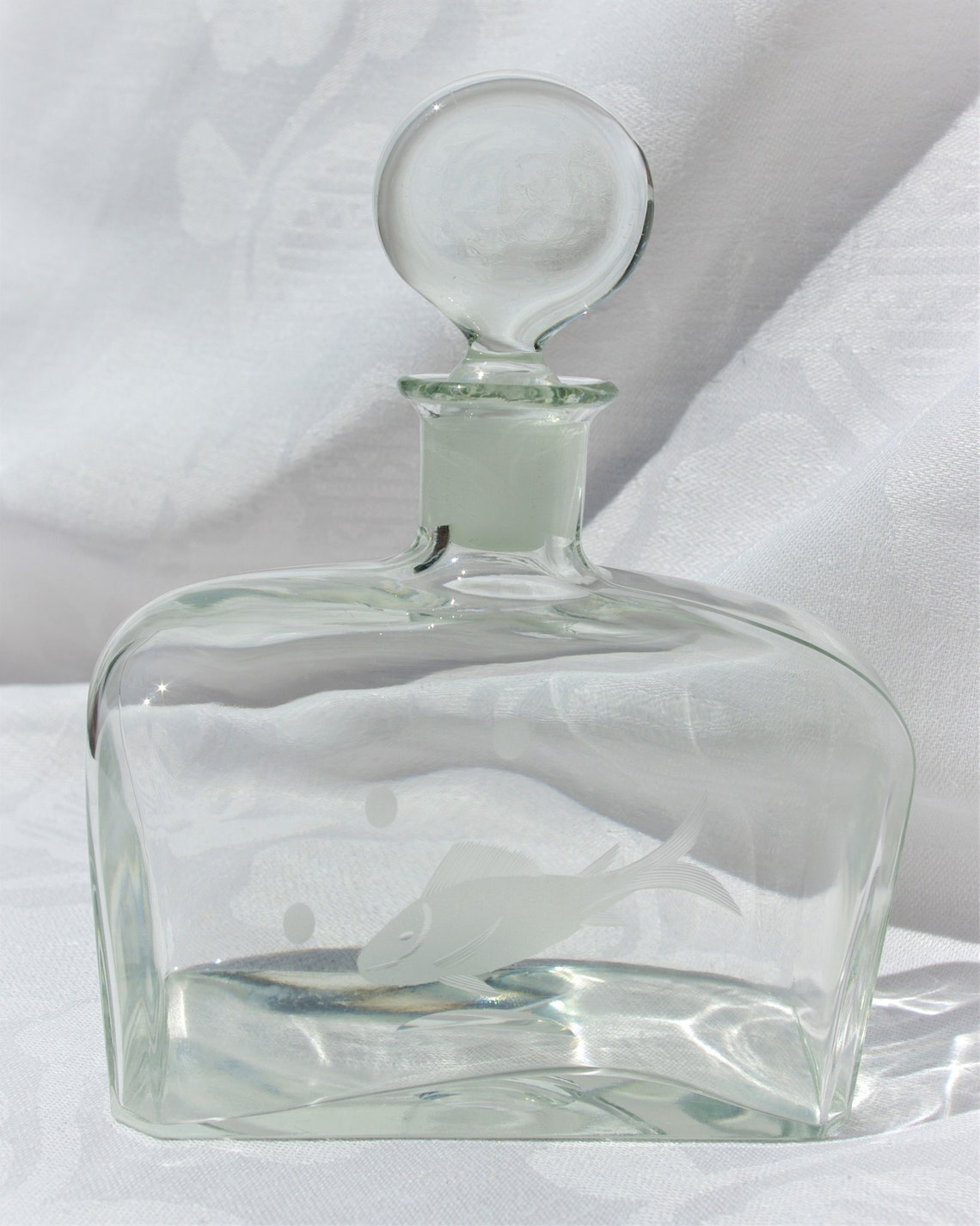 Orrefors Crystal Glass Carafe With Fish Decoration. Vodka/scotch/wine ...