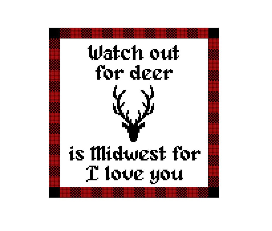 Midwest Love Cross Stitch Pattern PDF Download Deer Buffalo Plaid Check ...