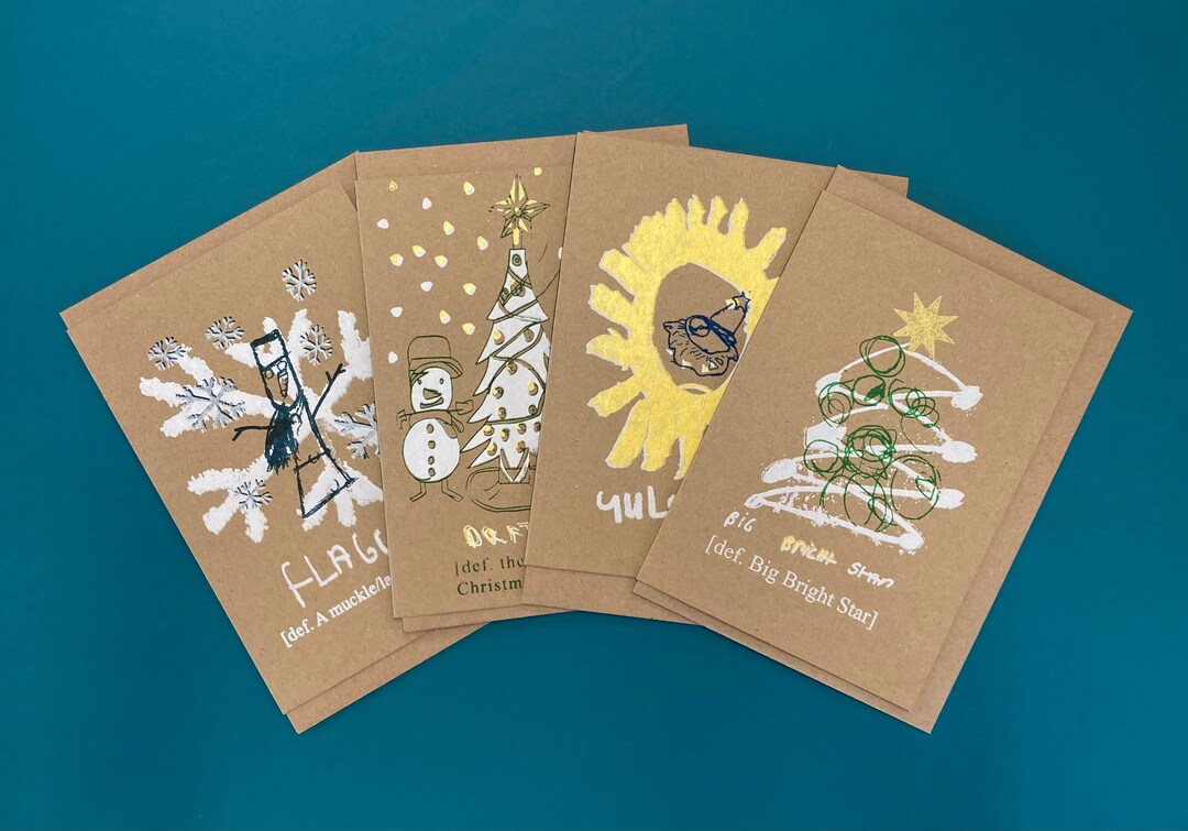 Pack of 4 Christmas Cards - Etsy