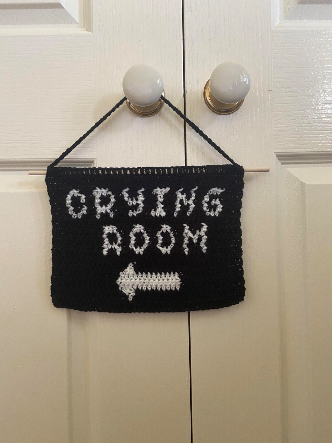 Crochet Tapestry Wall Hanging Home Decor Funny Joke Humor Alt Emo ...