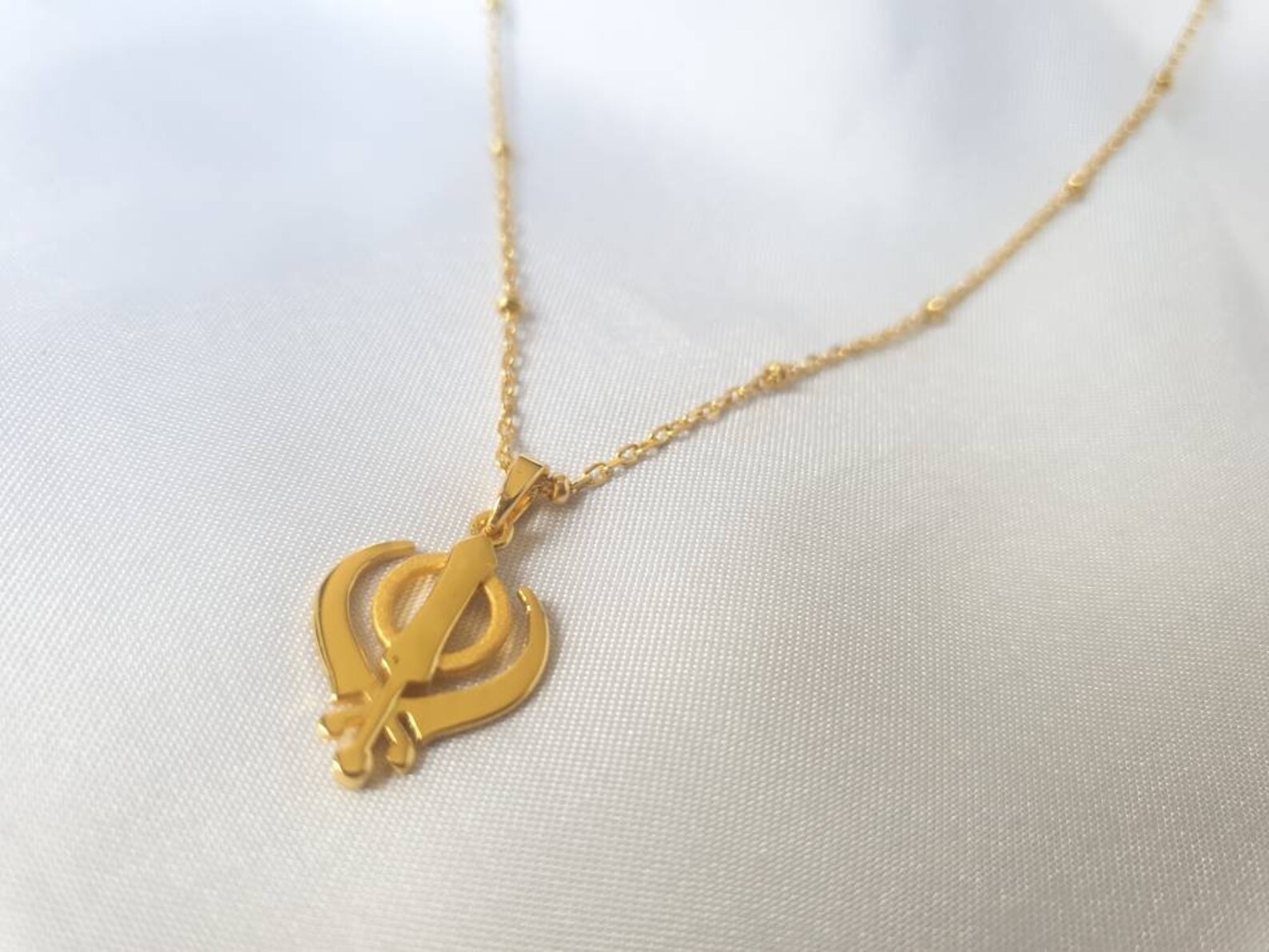 Khanda 18k Gold Plated Pendant/ Khanda Pendant/ Khanda Necklace/ Ball ...