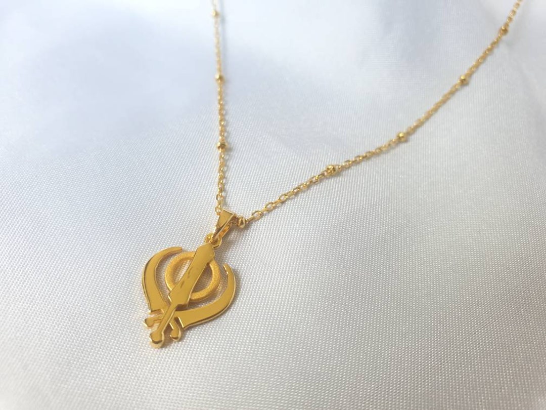 Khanda 18k Gold Plated Pendant/ Khanda Pendant/ Khanda Necklace/ Ball ...