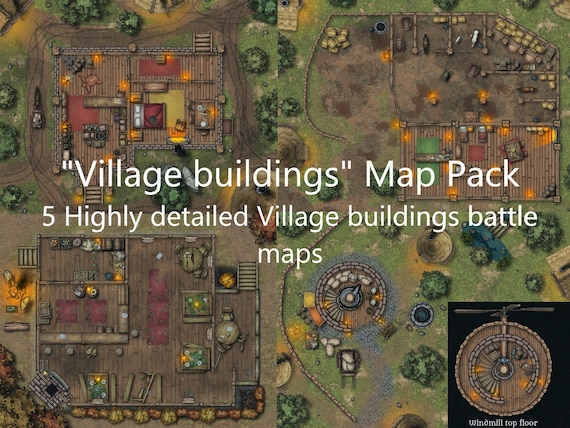 RPG Top Down Battle Map Pack village Buildings Can - Etsy UK