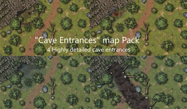 RPG Top Down Battle Map Pack "cave Entrances" Can Be Used for Dnd and Other Tabletop Rpgs - Etsy