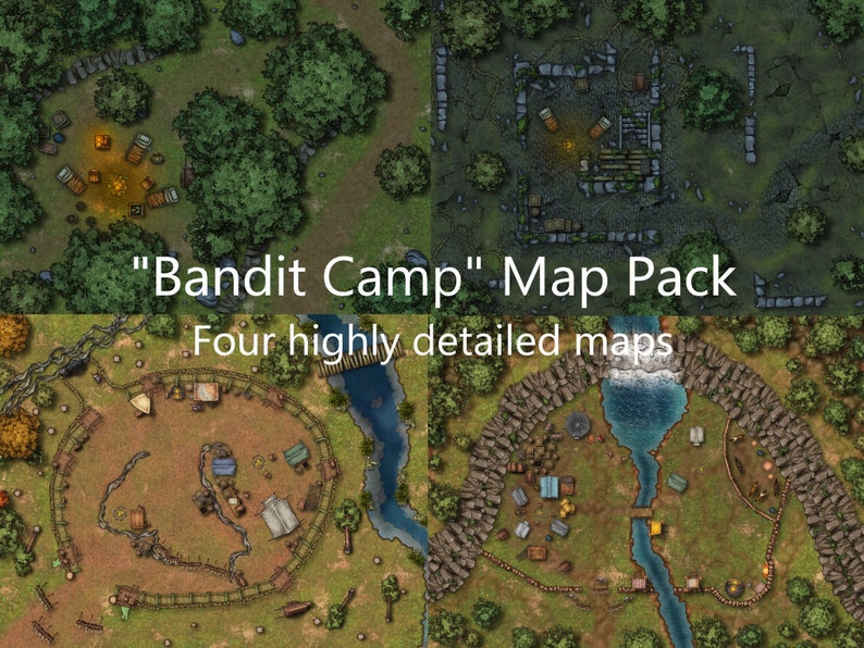 Top Down Battle Map Pack "bandit Camps" Can Be Used for Dnd and Other ...
