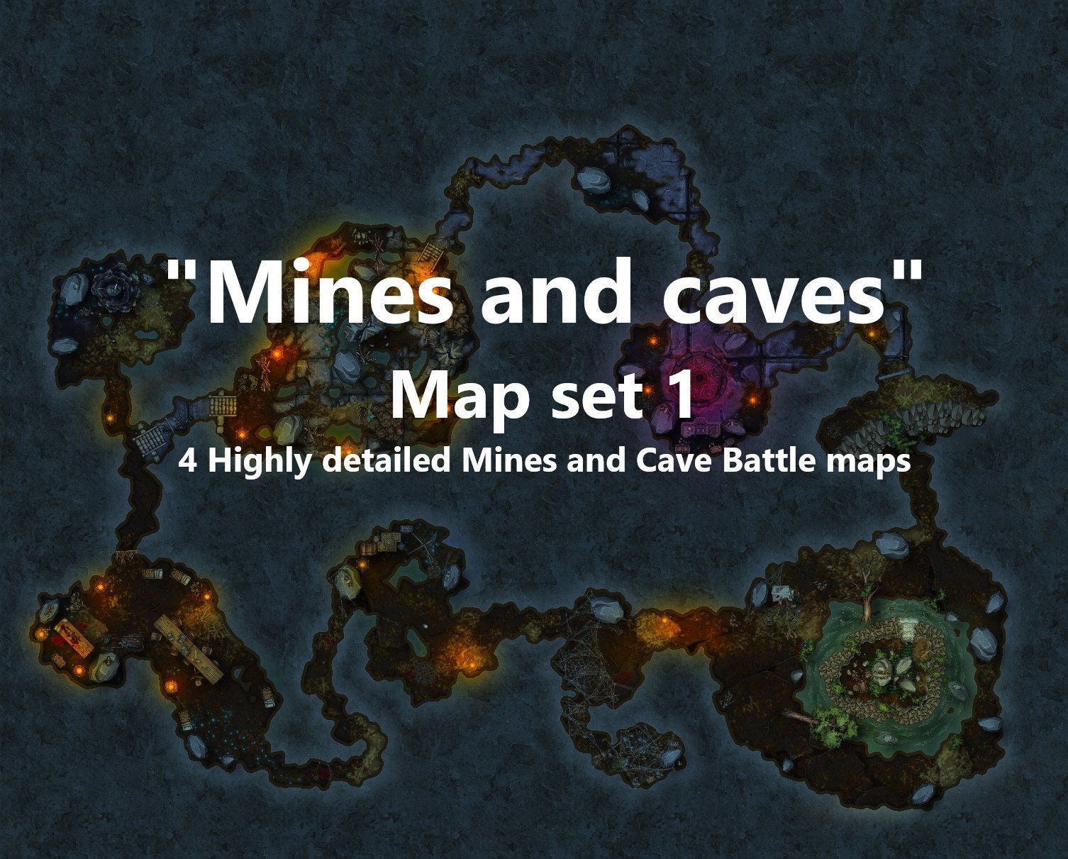 RPG Top Down Battle Map Pack "mine and Cave Map Set 1" Can Be Used for Dnd and Other Tabletop ...