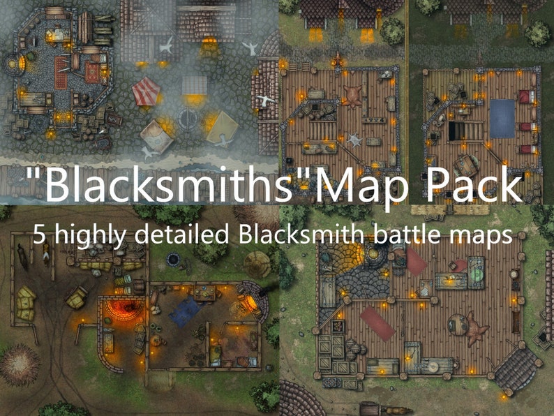 RPG Top Down Battle Map Pack "blacksmith Shops" Can Be Used for Dnd and ...