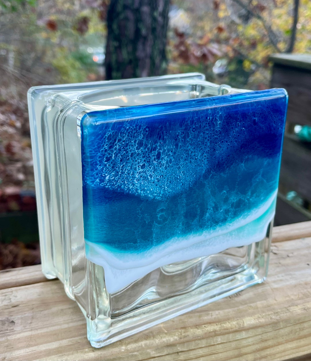 Resin Ocean Square Glass Vase | Resin Vases | Resin Decor | Flower ...