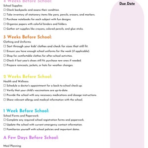 Editable Back to School Checklist | Printable to Do List | Weekly ...