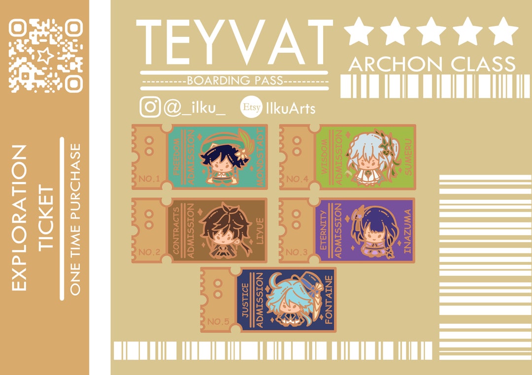 FULL SET Genshin Archon Rose Gold Ticket Enamel Pins 5 Pins - Etsy