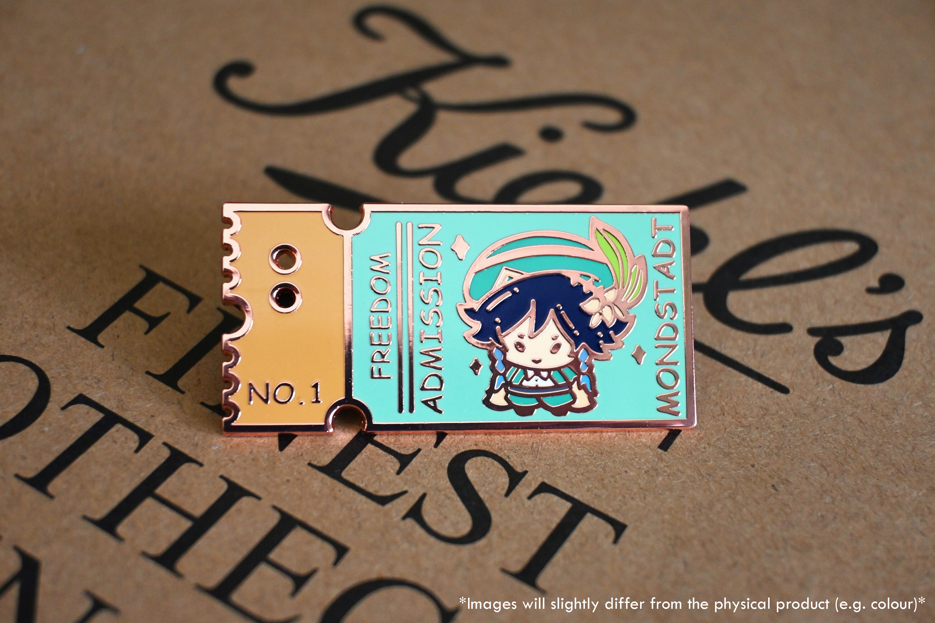 Genshin Archon Rose Gold Venti Ticket Enamel Pin - Etsy