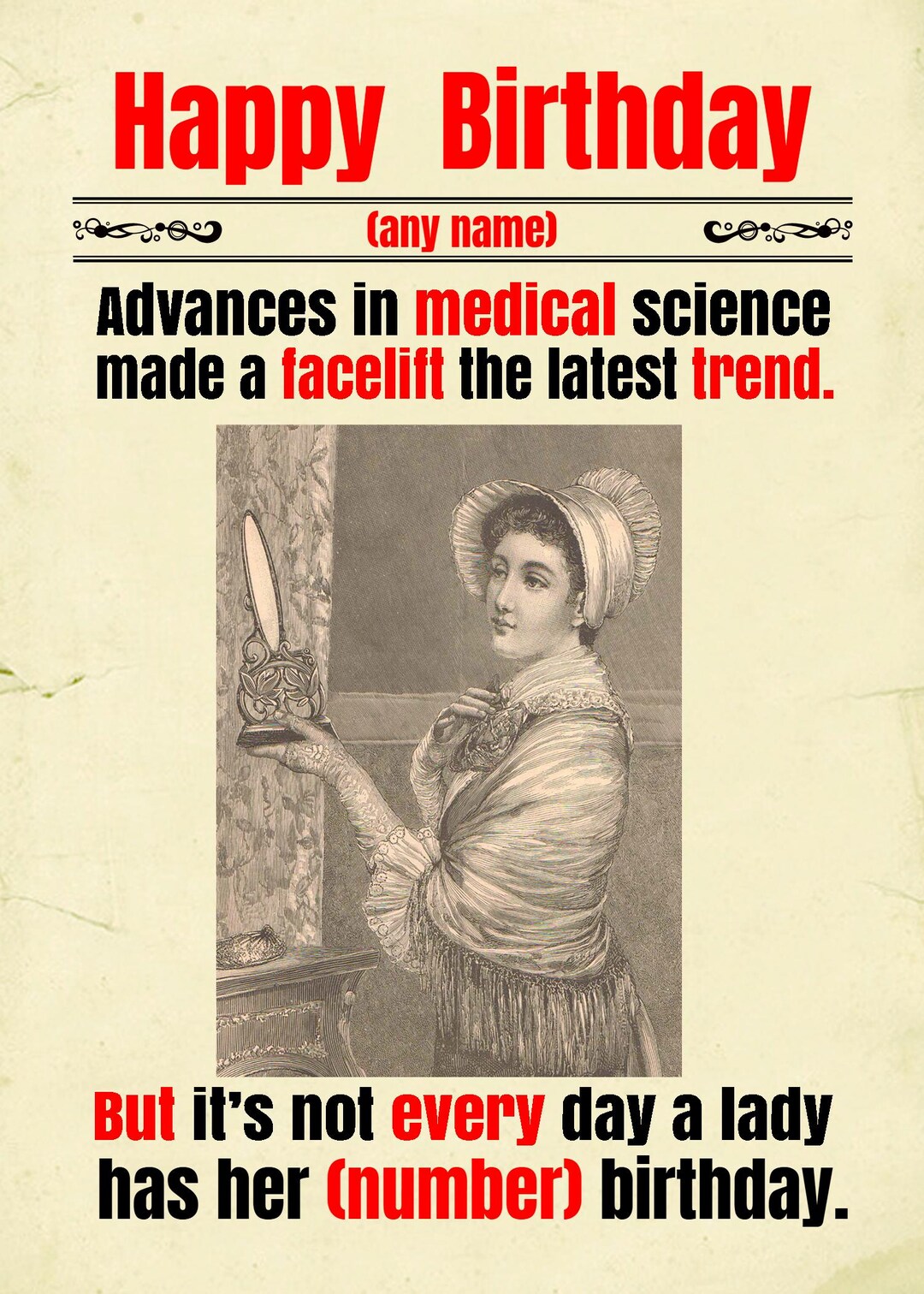 Funny Facelift Birthday Customise Age and Name - Etsy