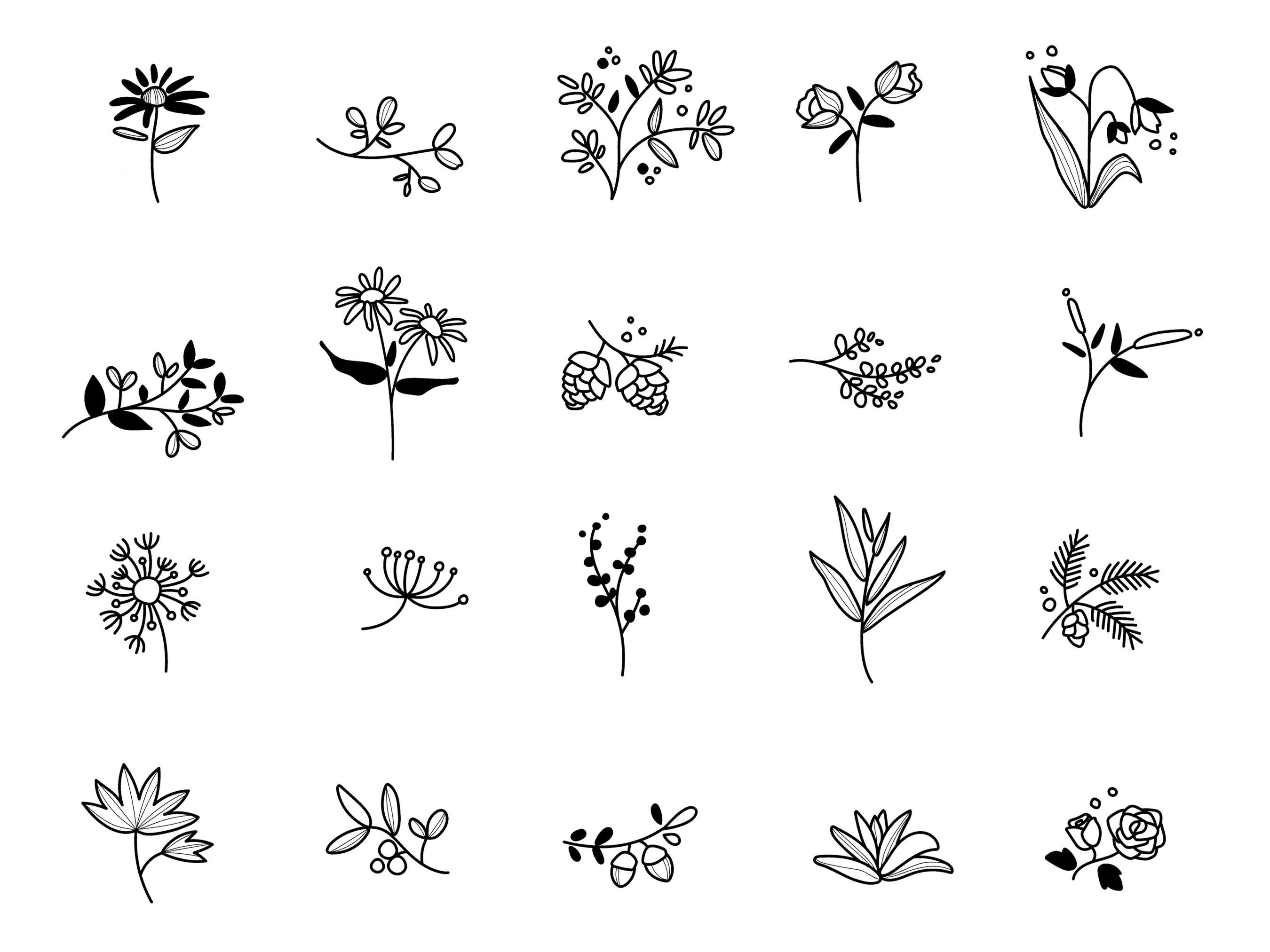 12 Sheets of Mini Flower Designs, Fine Line Tattoo, Cute Skin Art ...