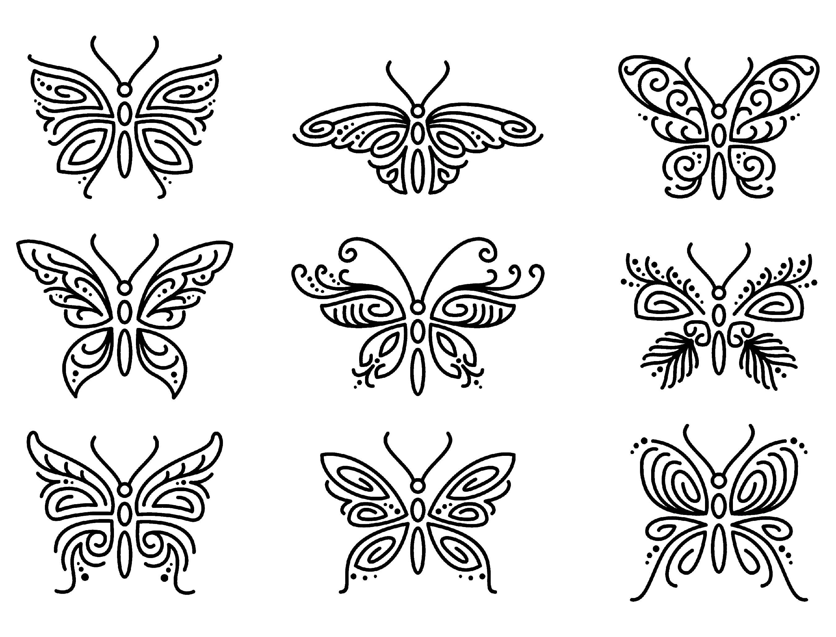 10 Sheets of Fine Line Tattoo, Small Butterfly Tattoo Designs, Stencil ...