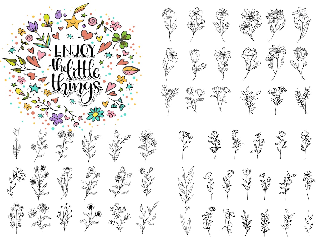 12 Sheets of Mini Flower Designs, Fine Line Tattoo, Cute Skin Art ...