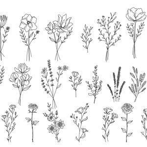 12 Sheets of Mini Flower Designs, Fine Line Tattoo, Cute Skin Art ...