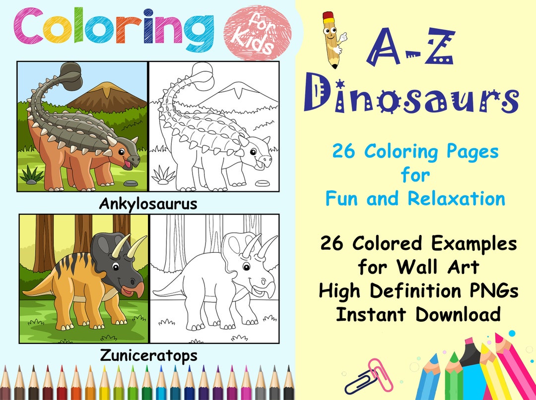 Dinosaur A-Z Coloring Book PDF and Wall Art Digital/instant - Etsy