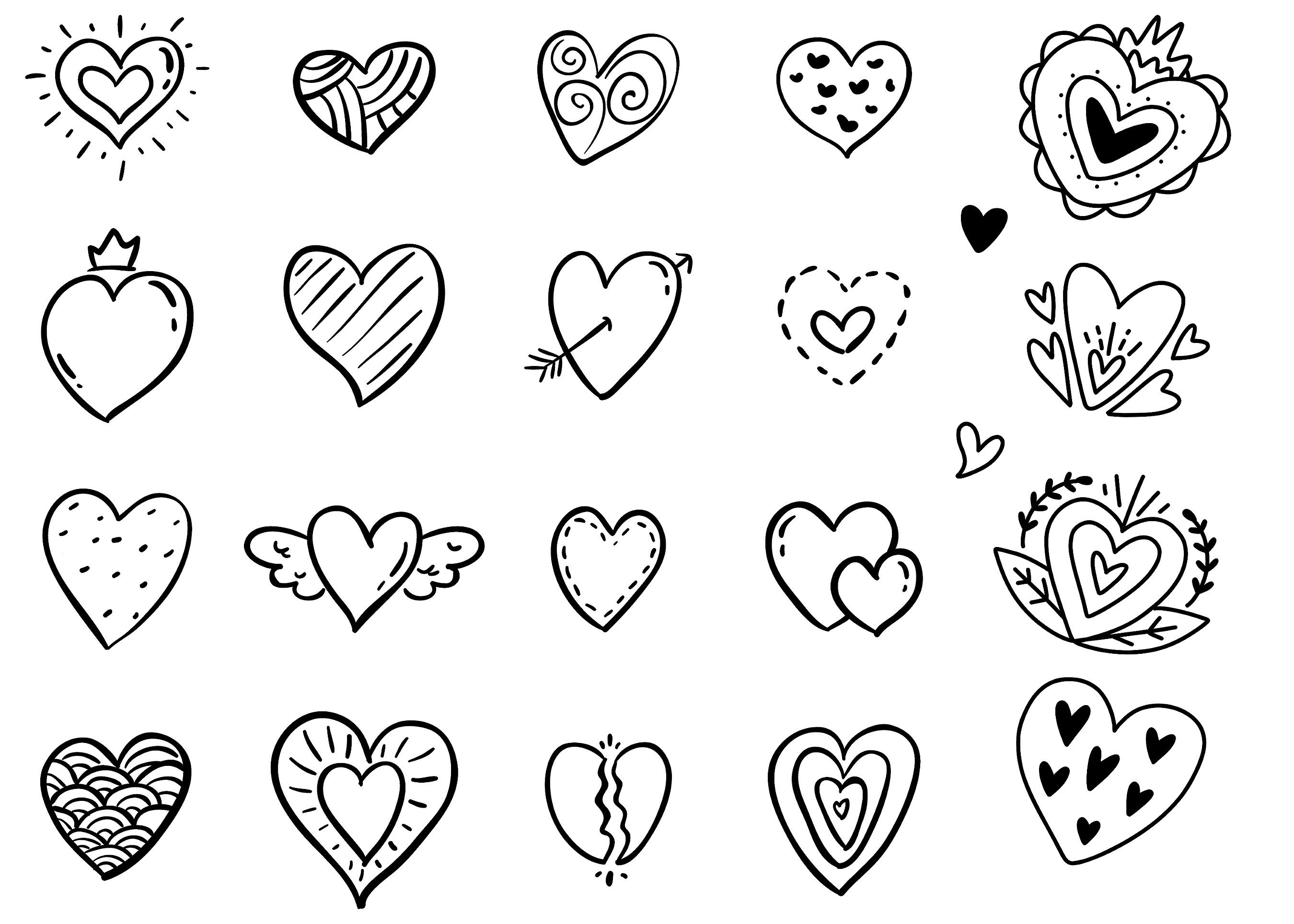 10 Sheets of Minimal Heart Tattoo Designs, Fine Line Tattoo, Stencil ...