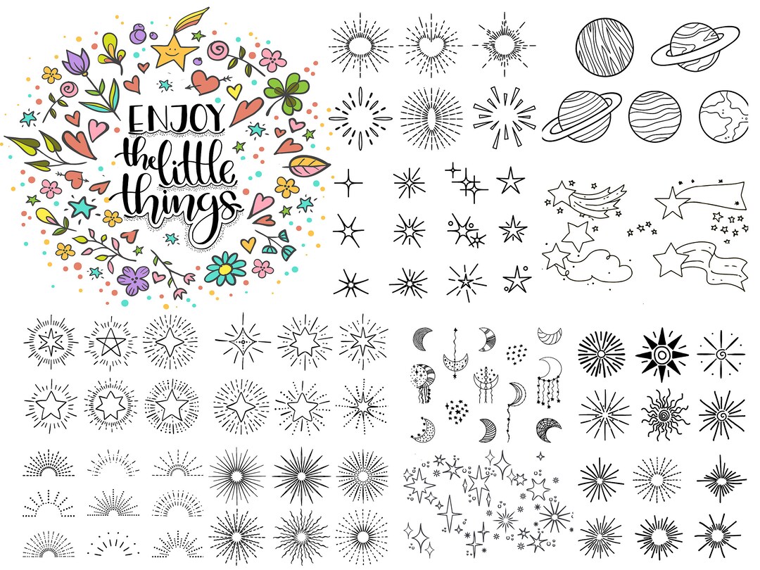 10 Sheets, Minimal Sun Moon Tattoos, Fine Line Tattoo, Stencil Arts ...