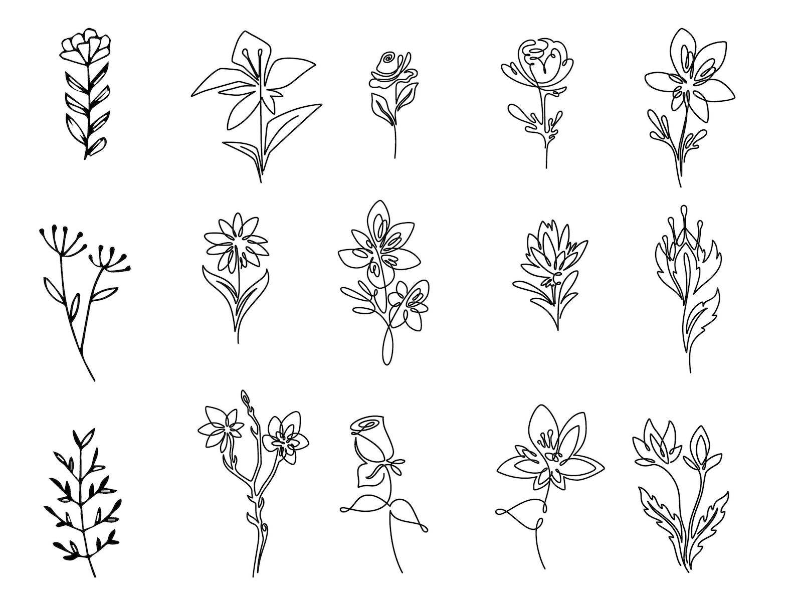 12 Sheets of Mini Flower Designs, Fine Line Tattoo, Cute Skin Art ...
